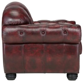 furniture-nabytek.cz - Masivní křeslo Chesterfield Hereford z pravé kůže, červené – 112×96×94 cm