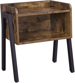 VASAGLE Kovový noční stolek hnědý 42x52 cm