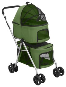 2patrový skládací kočárek pro psa zelený 83 x 48 x 97 cm oxford 172207