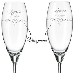 Dekorant svatby Svatební sklenice na šampaňské VĚTVIČKA SRDCE 290 ml 2KS