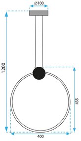 Toolight Stropní svítidlo LED APP1395-CP BLACK 40cm