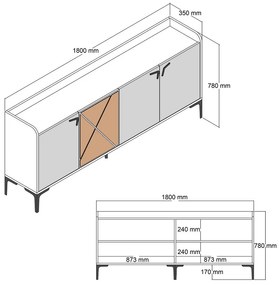 Designová komoda Mahdis 180 cm antracitová