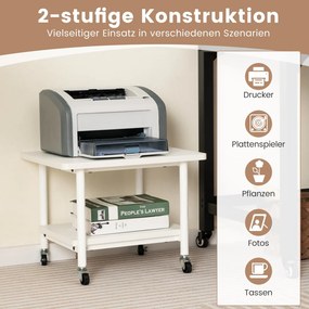Costway Stolek na tiskárnu s 2 úrovněmi a uzamykatelnými kolečky Stojan