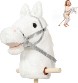 AIYAPLAY hobby horse na tyči se zvukem a kolečkem, bílý