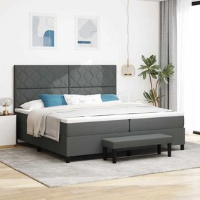 Postel s boxspringem s čelo Tmavě šedá 200 x 200 cm textil 3344171