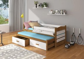 Postel dvojitá s bariérou a matracemi TIARRO 200x90 dub (97 x 80) cm