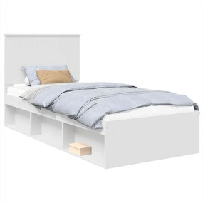Rám postele s čelo Bílá 90 x 190 cm Masivní borové dřevo 3411064