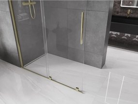 Mexen Velar, posuvné dveře do otvoru typ Walk-In 130 cm, 8mm čiré sklo, zlatá lesklá, 871-130-000-03-50