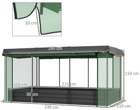 MM Handel  Vyvýšený záhon  s ochrannou sítí proti ptákům a krytem 230x110x110 cm
