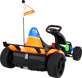Ramiz Dětská motokára na baterie McLaren Drift oranžová + funkce driftu + sportovní sedadlo + LED světla