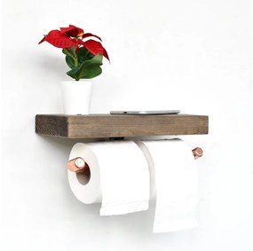 Asir | Držák toaletního papíru s policí BORU 12x30 cm smrk/měděná | AS1172