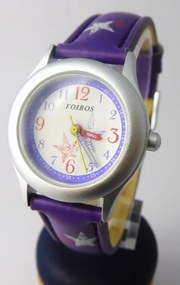 Foibos Fialkové dívčí dětské hodinky Foibos 1567.3 s barevnými motivy