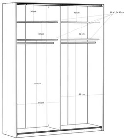 Skříň s posuvnými dveřmi FITIO lesk 180 cm