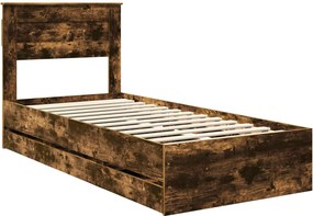 Rám postele s čelo Kouřový dub 100 x 200 cm Inženýrské dřevo 3409871