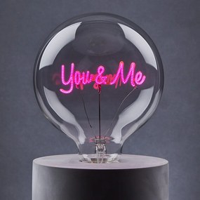 Butlers BRIGHT LIGHT LED Žárovka "You & Me" - růžová