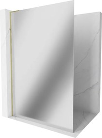 Mexen Kioto L, sprchová zástěna Walk-In 70 x 200 cm, 8mm sklo vzor zrcadlo, zlatý lesklý profil, 800-070-103-50-50