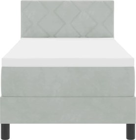 Postel s boxspringem s čelo Světle šedá 80 x 200 cm samet 3339200