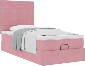 Osmanský rám postele s matracemi růžová 80x200cm samet 3313438