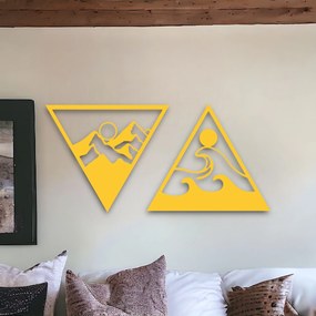 Příroda v trojúhelníku 5 - kovový obraz na zeď Velikost: 100cm, Barva: Yellow