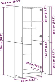 vidaXL Marketos Šatní skříň dub sonoma 80 x 52 x 180 cm kompozitní dřevo