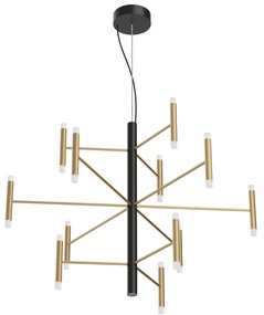 Linea Light 9758 Perla_P12, černo-zlatý moderní lustr, 59W LED 3000K DALI, 87x100cm