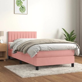 Box spring postel s matrací růžová 90x190 cm samet,  3141400