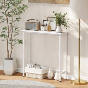 HOMCOM Konzolový stolek do předsíně s nastavitelnými nožičkami, ochranou proti převrácení 75 x 24 x 76 cm pro malý prostor, bílý