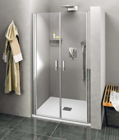 Polysan Zoom - Sprchové dveře dvoukřídlé 100 cm, leštěný hliník/čiré sklo ZL1710