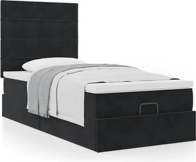 Osmanský rám postele s matracemi černá 90x200cm samet 3313447