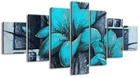 Gario Ručně malovaný obraz Nádherné modré Vlčí máky - 7 dílný Rozměry: 210 x 100 cm