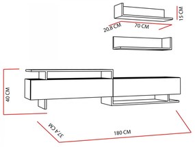 Obývací stěna Ayaz 180 cm bílá/hnědá