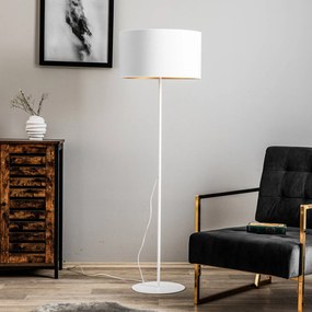 Stojací lampa Roller, bílá/zlatá, výška 145 cm