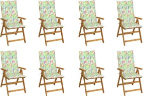 vidaXL Skládací zahradní židle s poduškami 8 ks masivní akácie [3075059] Barva: Vzor listí