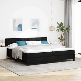 Postel s boxspringem s čelo Černý 200 x 200 cm textil 3338792