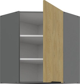 CREMONA ac | horní kuchyňská skříňka 60x60 GN-72 1F (45°) rohová s policemi | 60x60 cm | antracit/cremona
