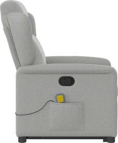 Zvedací masážní polohovací křeslo obláčkově šedé textil 3303153
