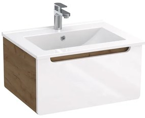 A-Interiéry Lutecia W 60-1Z koupelnová skříňka s keramickým umyvadlem bílá/dub
