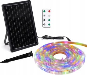 Set Solární Led páska Rgb 10mb 100W barevná IP65 hermetická s dálkovým ovládáním