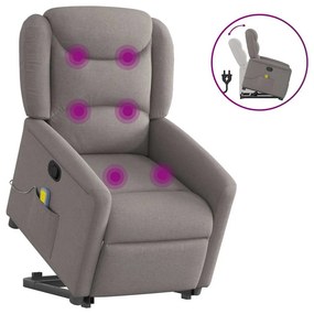 Zvedací masážní polohovací křeslo taupe textil 3303211