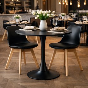 Jídelní stůl, černá, průměr 80cm, REVENTON NEW