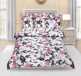 Bellatex Povlečení bavlněné Růže šípková růžová, šedá 140x200, 70x90 cm