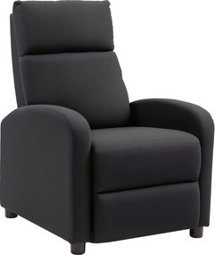 HOMCOM Polstrované Křeslo s Mechanismem Nakhávání Záda 135° a Sklopným Opěrkou Nohou, Černé Lněné, 69x87x100,5cm | Aosom