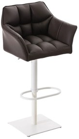 Barová židle Damas W1~ koženka, bílý rám - Hnědá