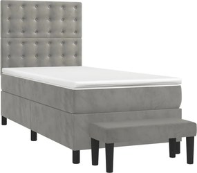 Box spring postel s matrací světle šedá 90x200 cm samet 3138061