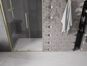 Mexen Velar, posuvné dveře do otvoru 85x200 cm, 8mm čiré sklo, zlatá matná, 871-085-000-01-55