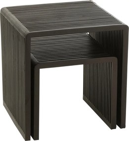 Sada 2 konferenčních stolků Cubic z teaku černá – 50*45*50 / 40*40*35 cm