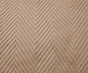 Světle hnědý sametový přehoz na postel se vzorem ARROW VELVET Rozměr: 200 x 220 cm