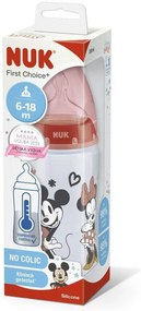 NUK FC+ láhev s kontrolou teploty Mickey 300 ml Červená