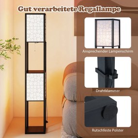 Costway 2 žárovková stojací lampa s 2 policemi Stojací lampa s 2 vyříznutým