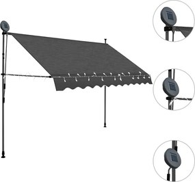 Ručně zatahovací markýza s LED světlem 300 cm antracitová 145866